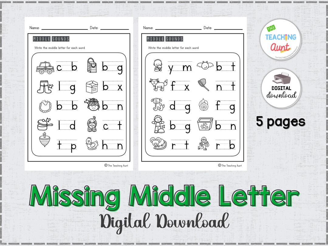 Middle Sound Worksheets, Phonics Worksheets, Write the Missing Letter ...
