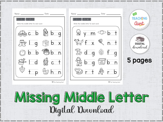 Middle Sound Worksheets Phonics Worksheets Write the Missing - Etsy