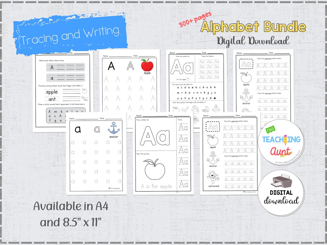 Alphabet Worksheets Bundle 400+ Pages, Preschool Printable ...