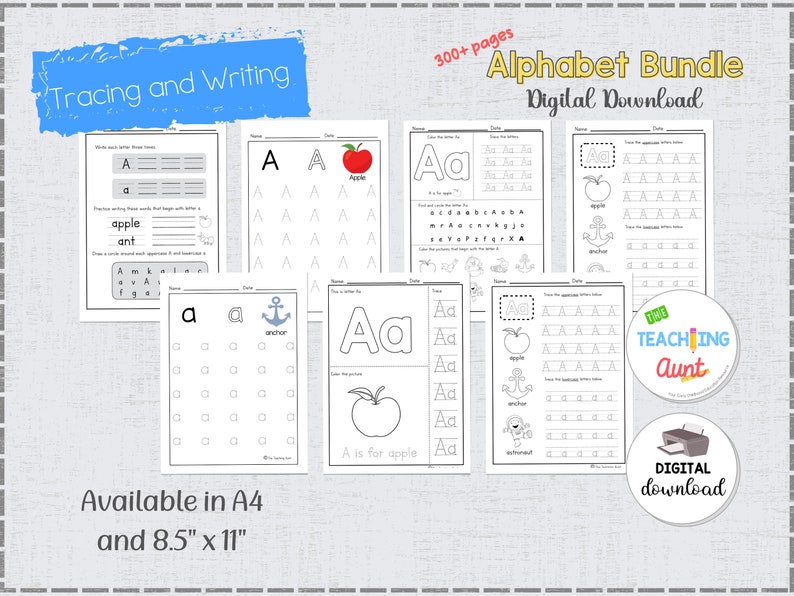 Alphabet Worksheets Bundle 400+ Pages, Preschool Printable ...