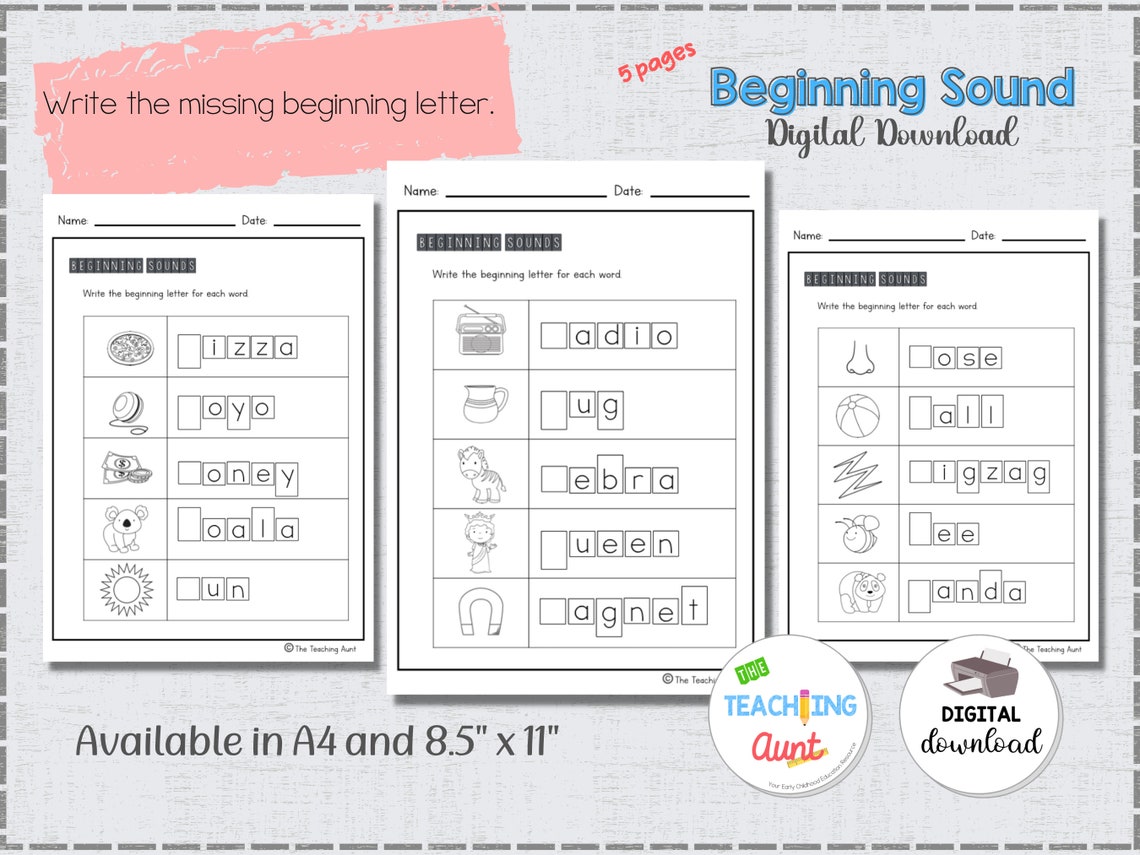 Phonics Worksheets, Beginning Letter, Beginning Sound Worksheets ...