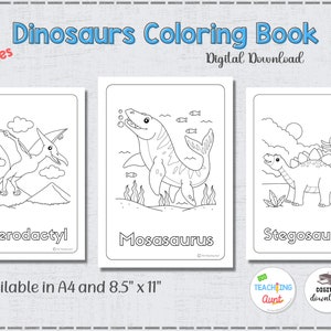 Dinosaurs Coloring Book Preschool Pre-k Kindergarten Worksheets ...