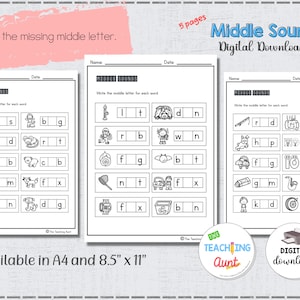 CVC Words Worksheets, Phonics Worksheets, Middle Sound Worksheets ...