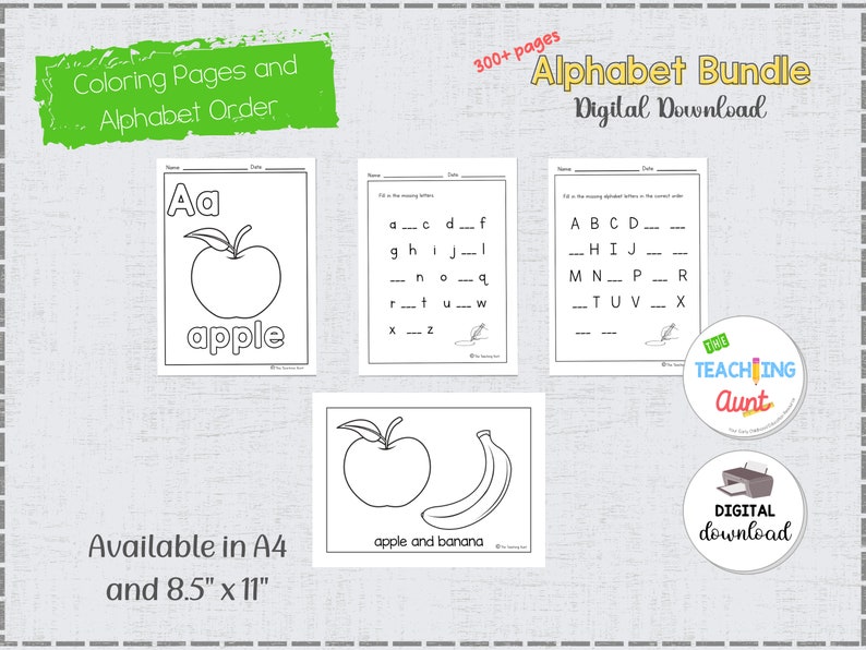 Alphabet Worksheets Bundle 400+ Pages, Preschool Printable ...