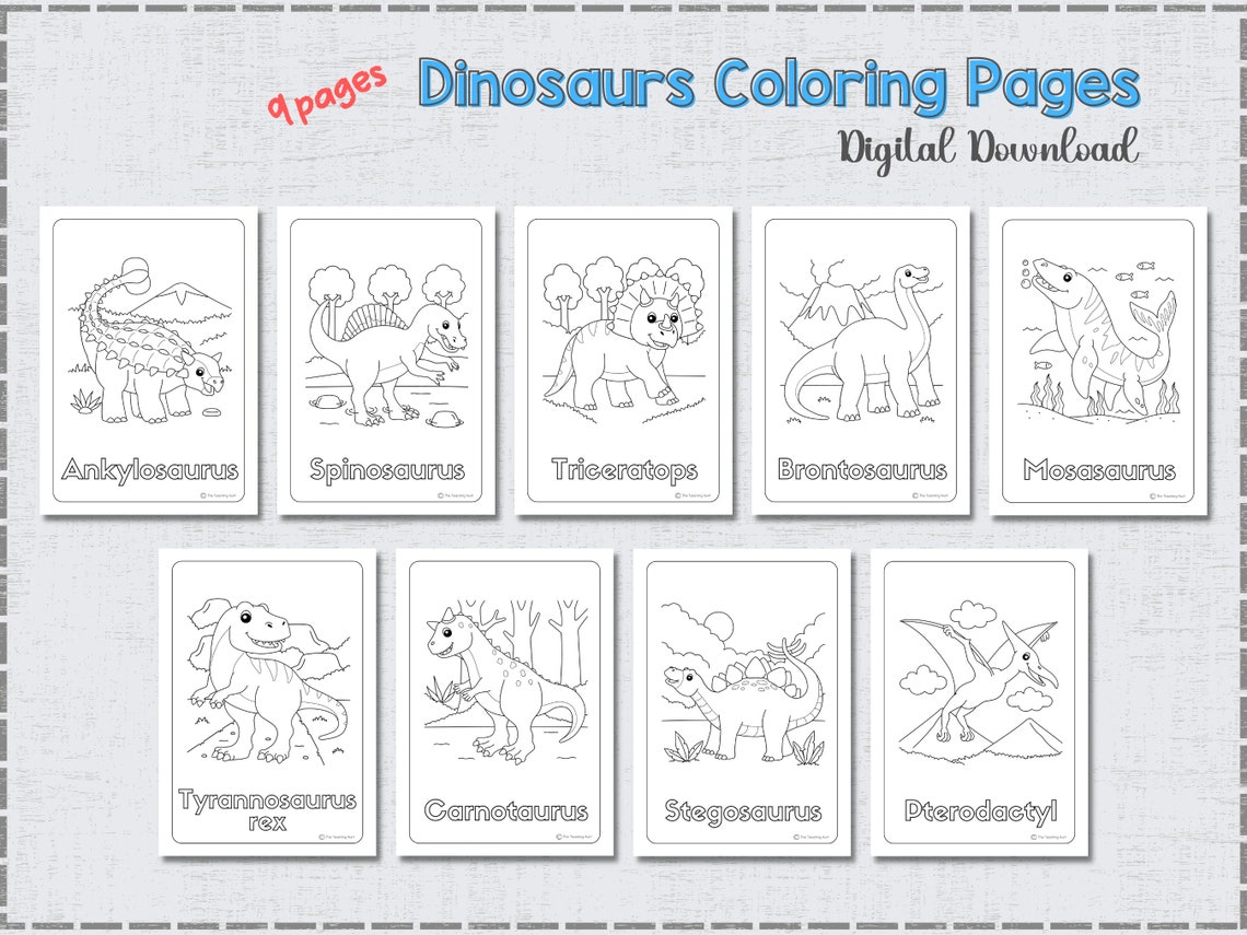 Dinosaurs Coloring Book Preschool Pre-k Kindergarten Worksheets ...
