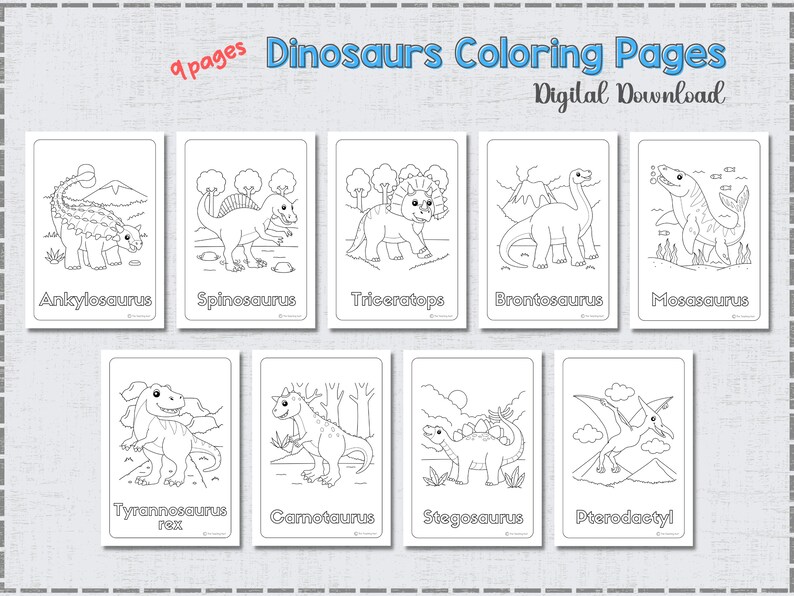 Dinosaurs Coloring Book Preschool Pre-k Kindergarten Worksheets ...
