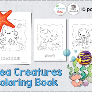 Sea Creatures Coloring Book Preschool Pre-k Kindergarten Worksheets ...