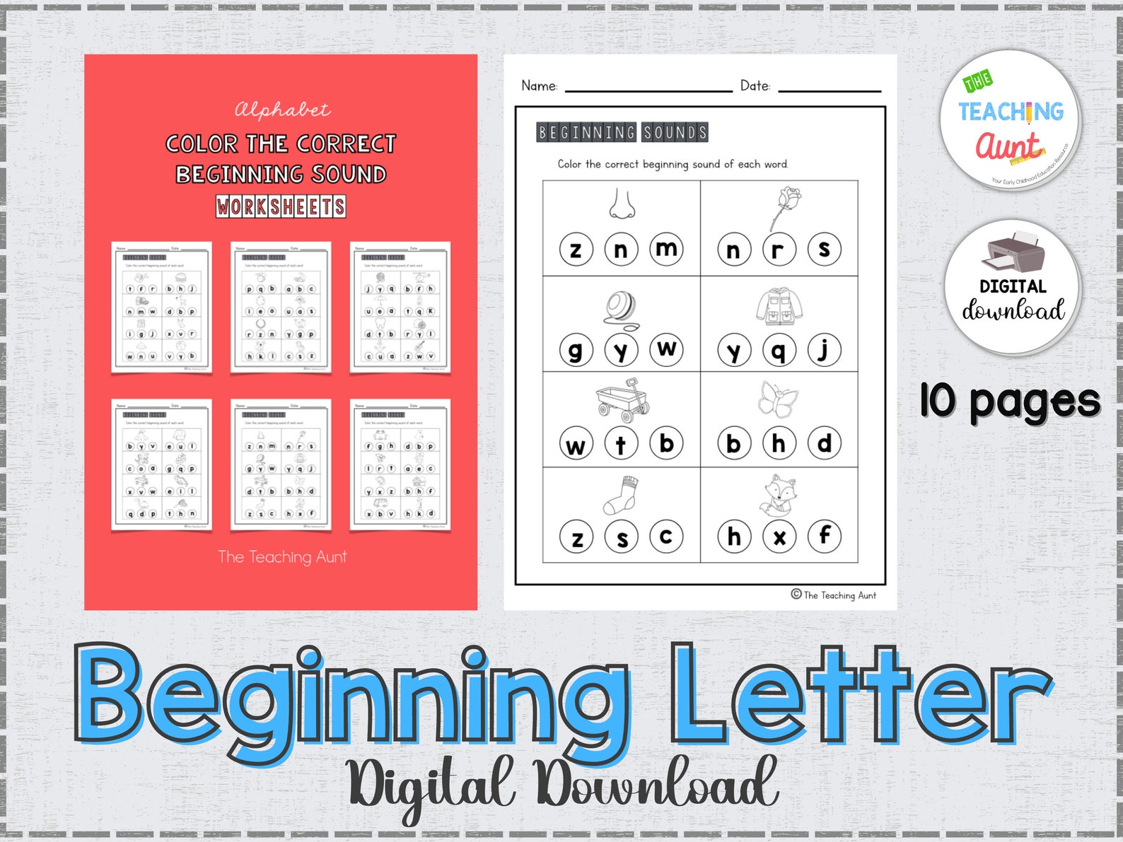 Phonics Worksheets, Beginning Letter, Beginning Sound Worksheets ...