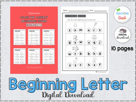 Phonics Worksheets Beginning Letter Beginning Sound - Etsy