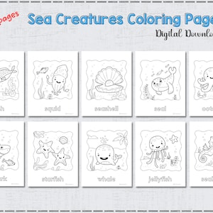 Sea Creatures Coloring Book Preschool Pre-k Kindergarten Worksheets ...