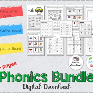 Phonics Worksheets Bundle 150+ Pages, Preschool Printable, CVC ...