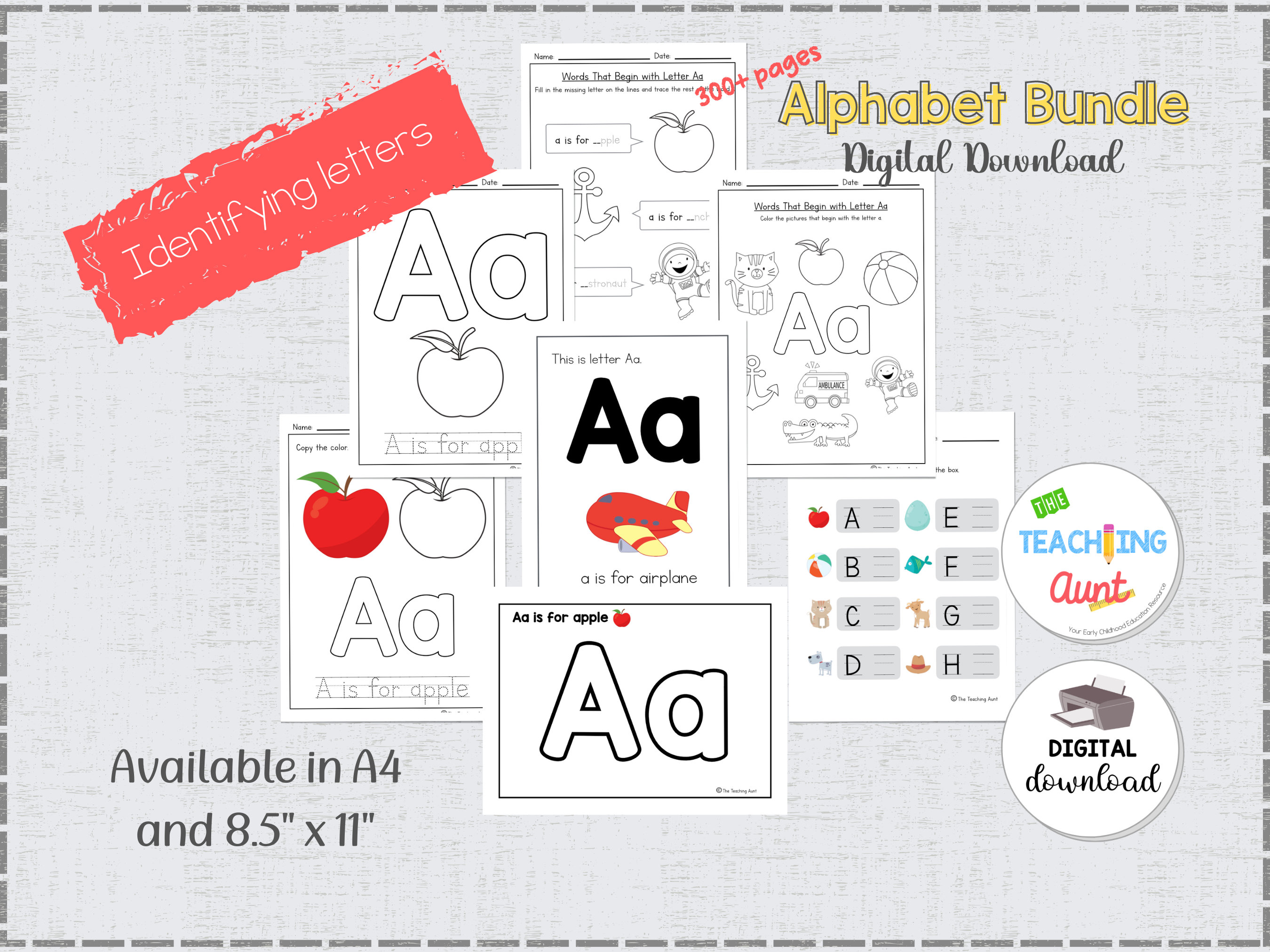 Alphabet Worksheets Bundle 400+ Pages, Preschool Printable ...