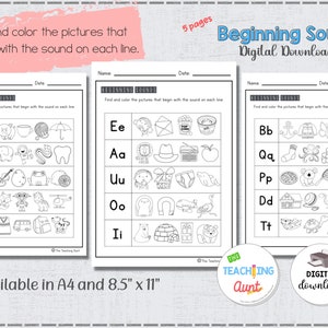 Kindergarten Phonics Worksheets, Beginning Letter, Beginning Sound ...