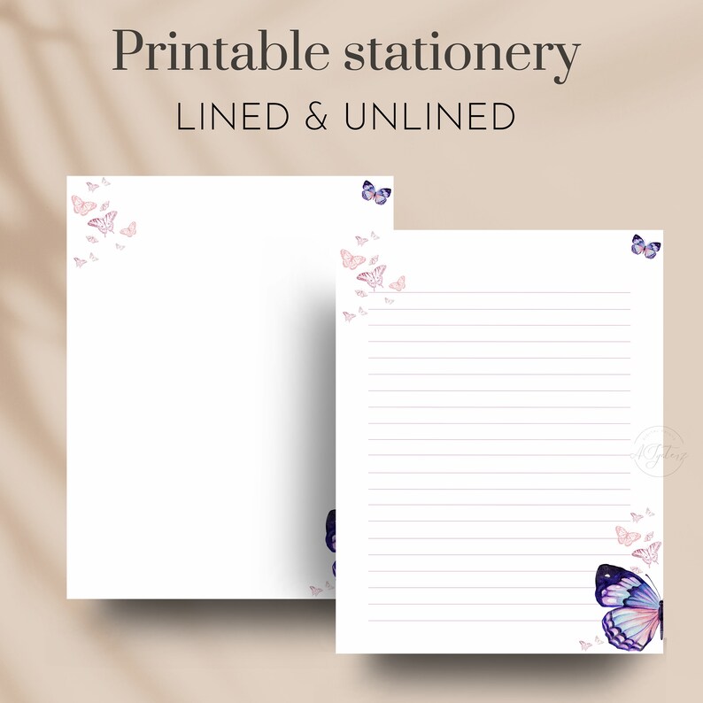 Butterfly Watercolor Printable Stationery Butterflies Notes - Etsy