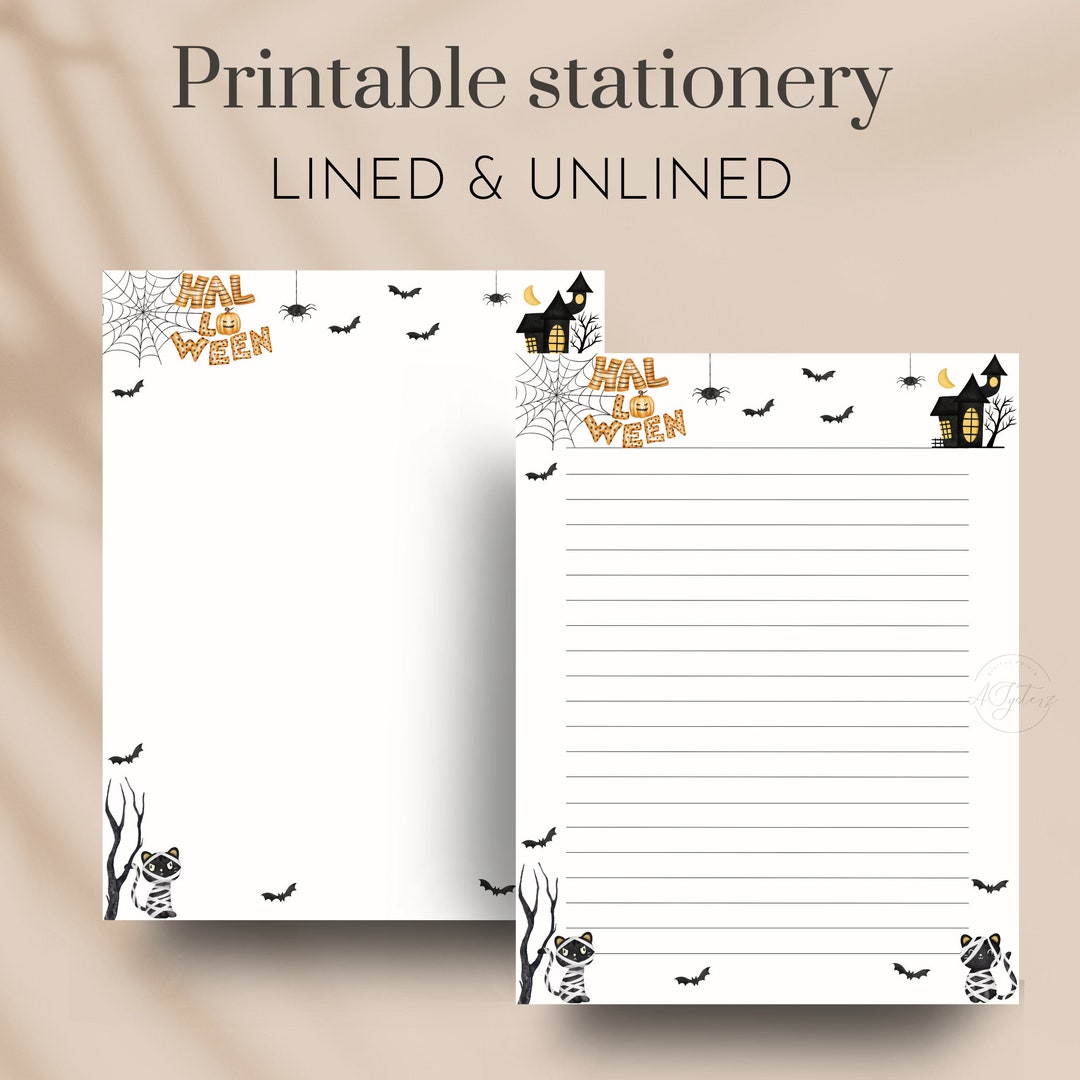 Halloween and Cats Stationery Printable, Halloween Stationery ...