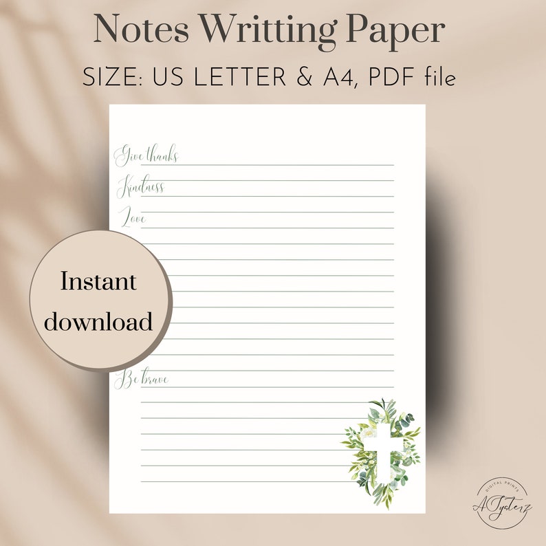 Bible Verse Notes, Religious Christian Watercolor Printable Stationery ...