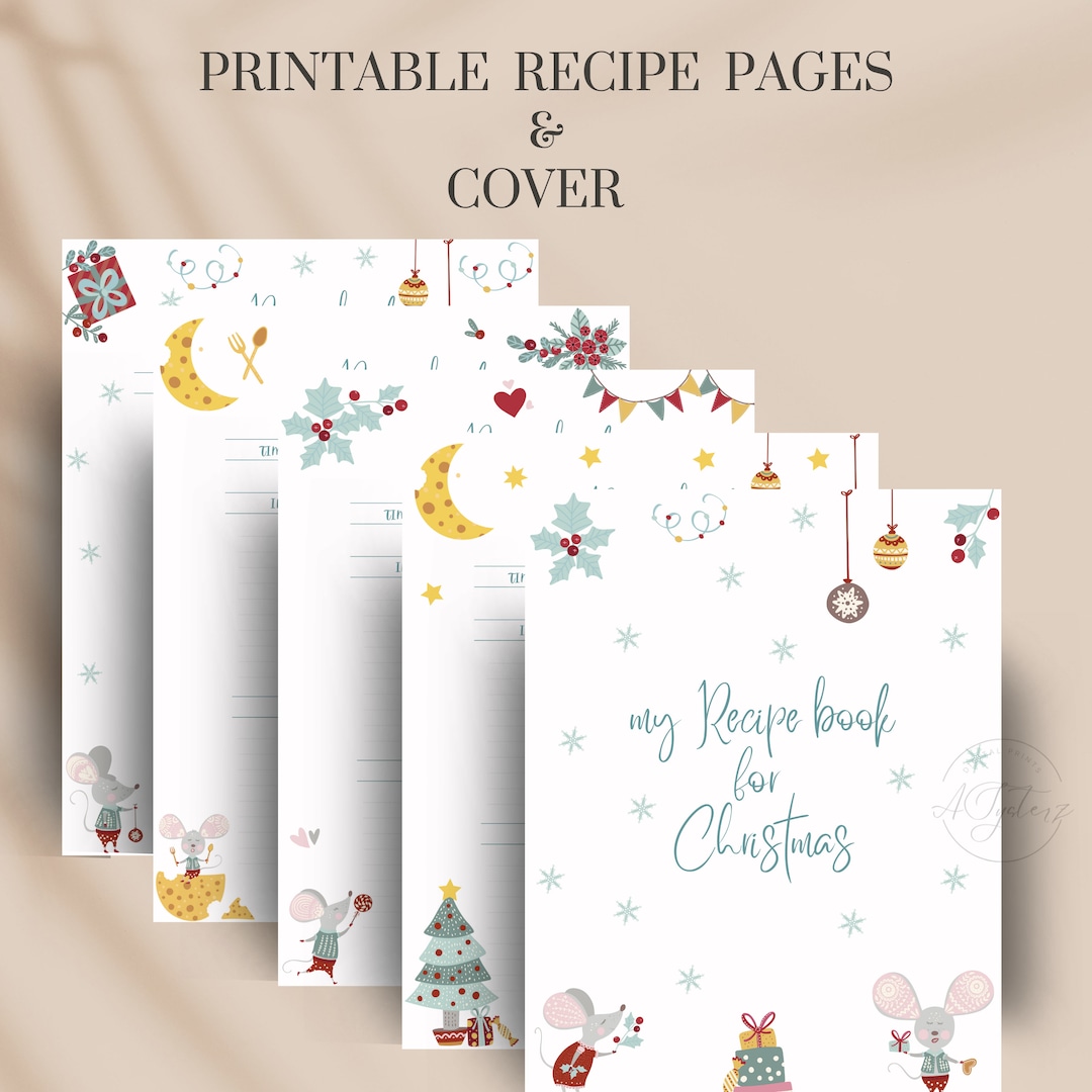 Christmas Recipe Book With Cover Printable, Christmas Binder, Christmas ...