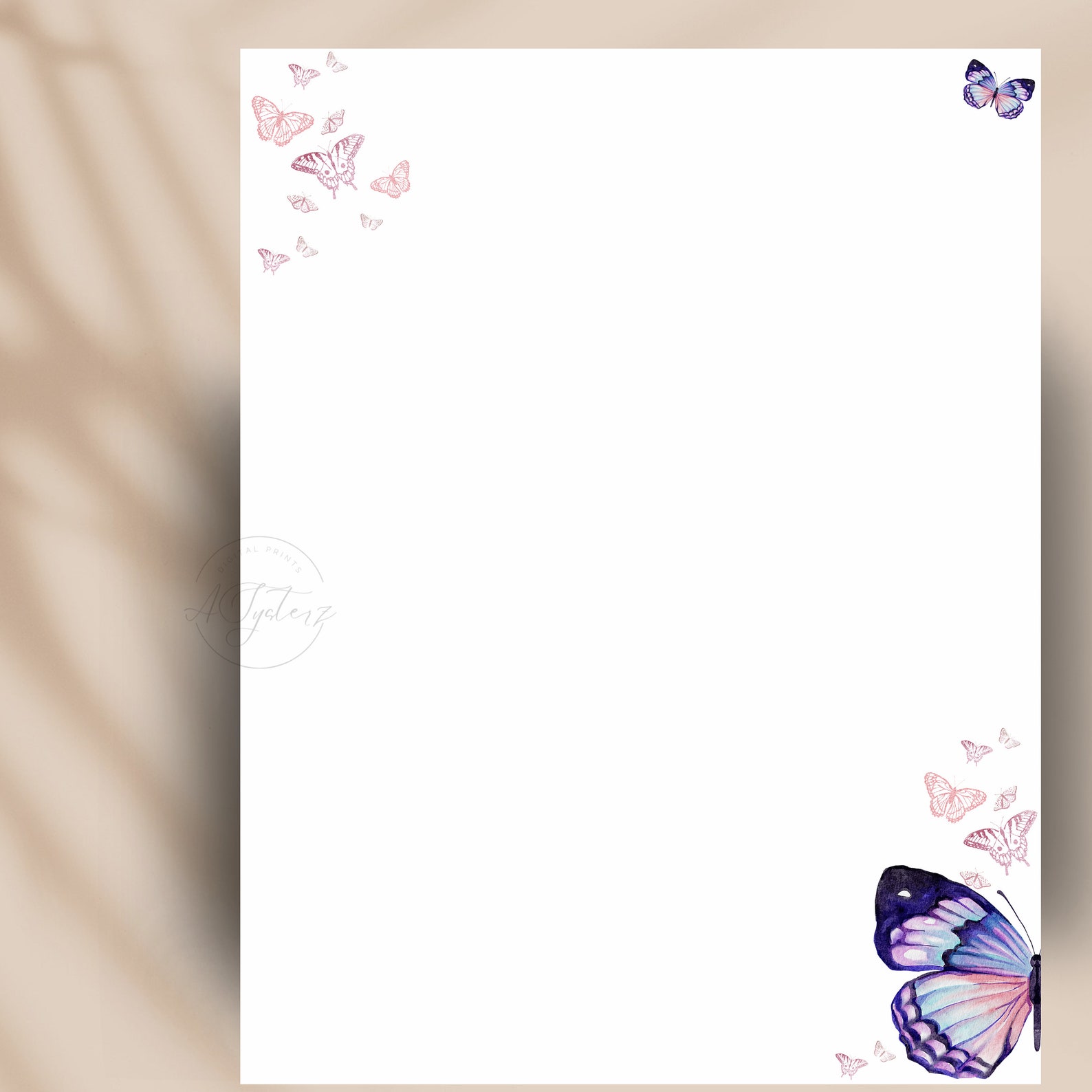 Butterfly Watercolor Printable Stationery Butterflies Notes - Etsy