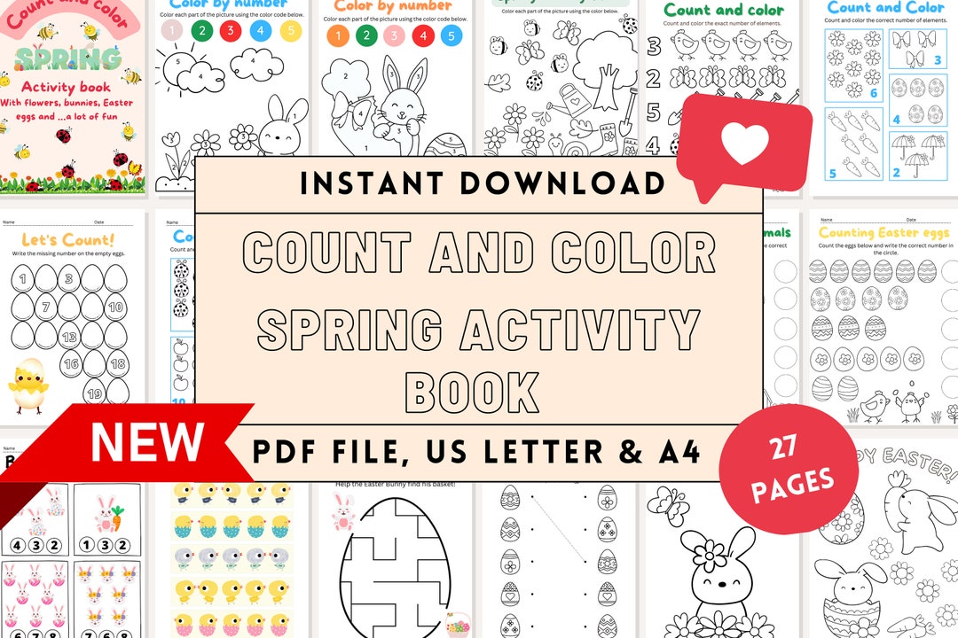 Count and Color Spring Activity Book for Kids, Toddler Spring Activity ...