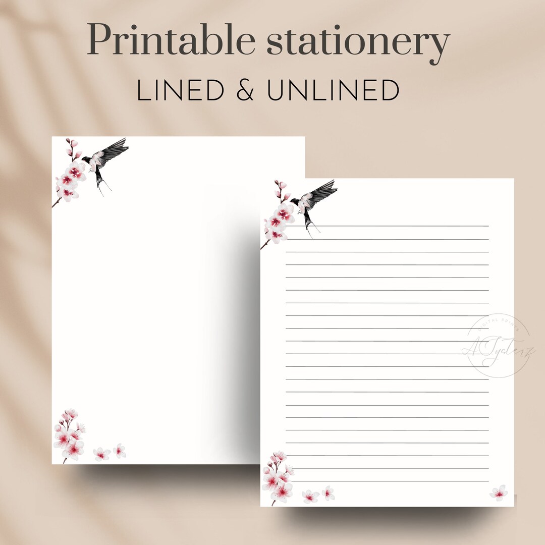 Cherry Blossom Stationery Printable Cherry Blossom Notes - Etsy