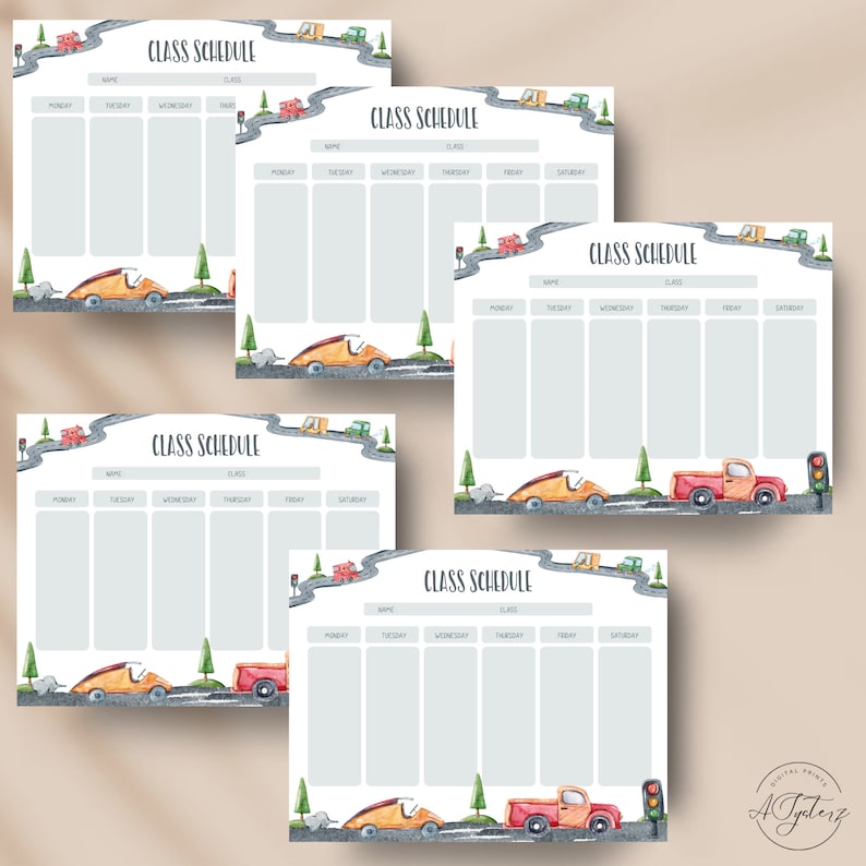 Cars Class Schedule Printable, Kids School Schedule, Boys School ...