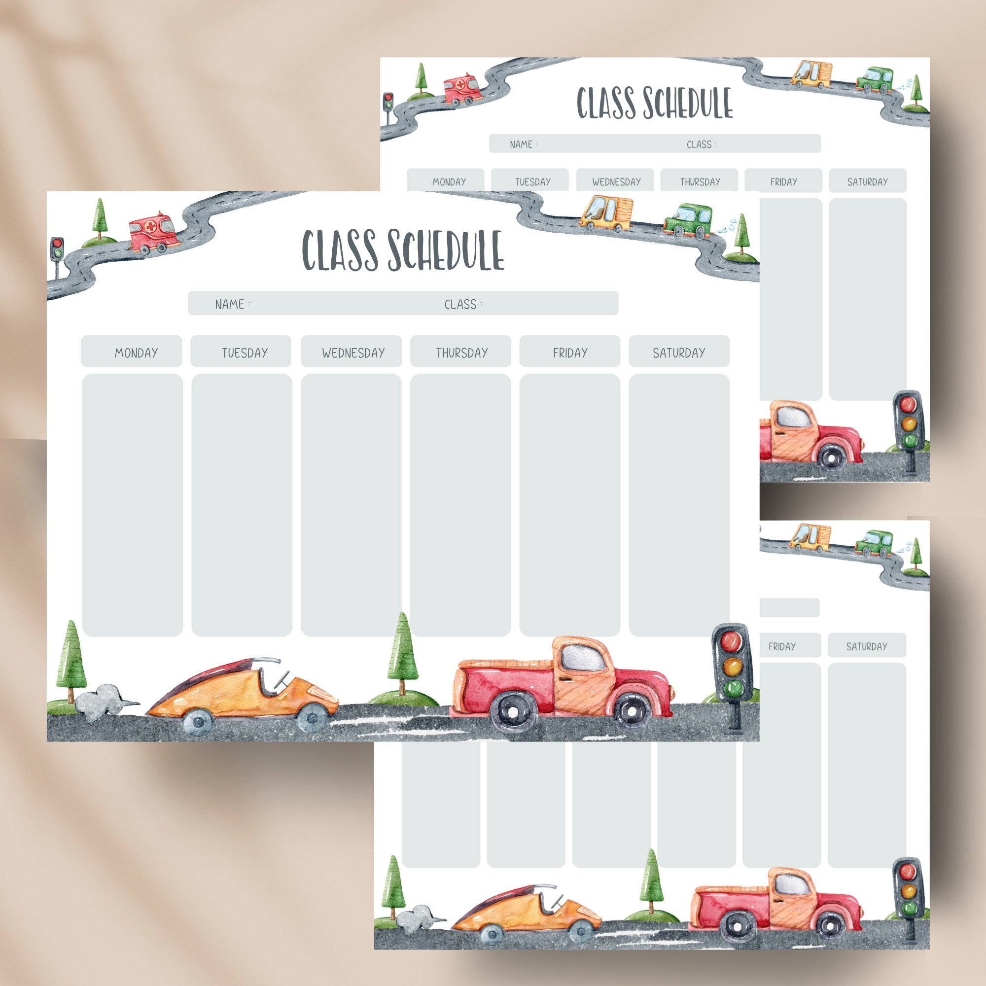 Cars Class Schedule Printable, Kids School Schedule, Boys School ...