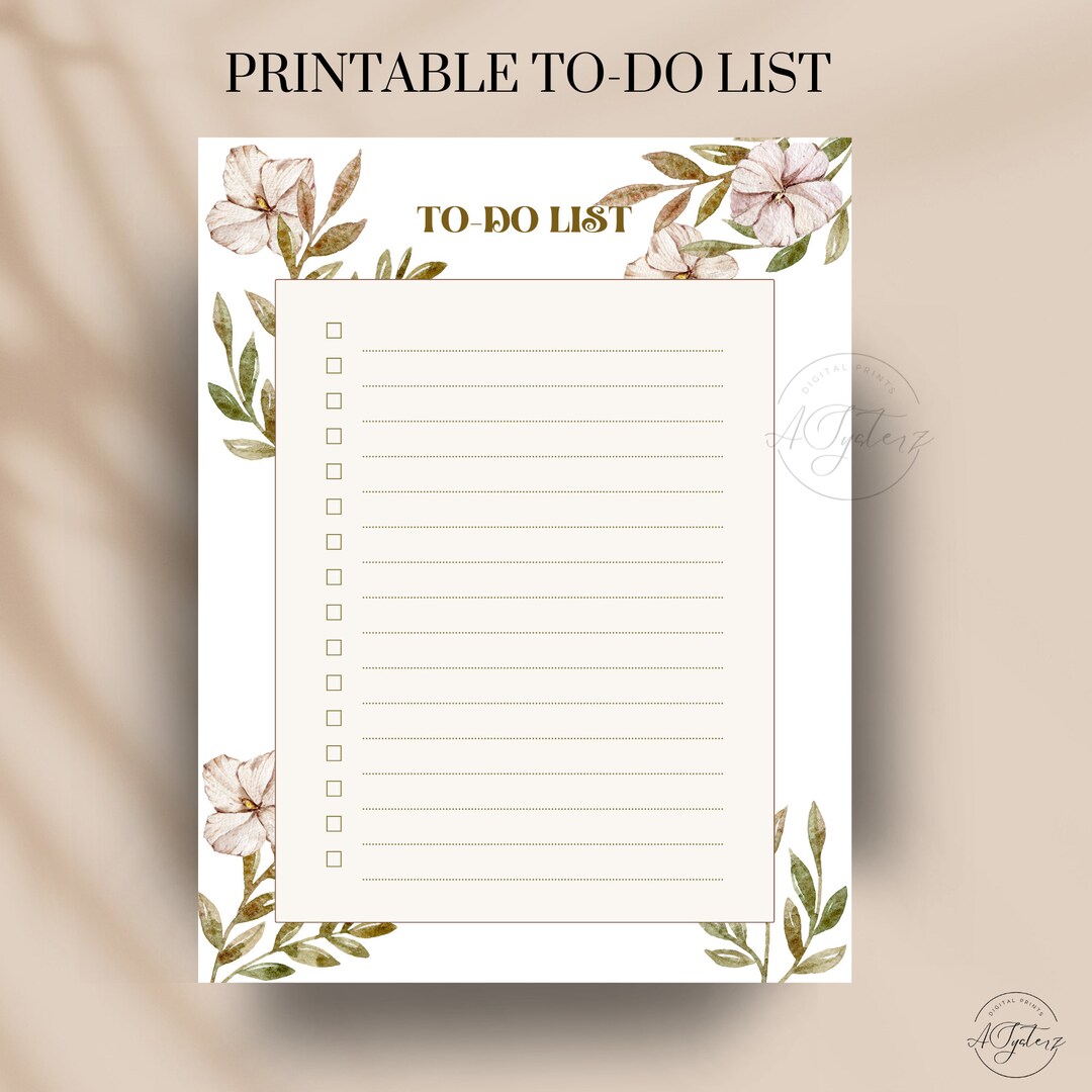 Spring Flowers Watercolor to Do List Printable Boho to Do - Etsy