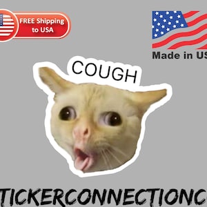 Cat Coughing Meme Sticker Vinyl Decal Sticker for Laptops, Cars ...