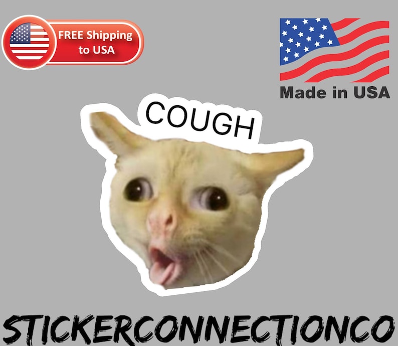 Cat Coughing Meme Sticker Vinyl Decal Sticker for Laptops - Etsy