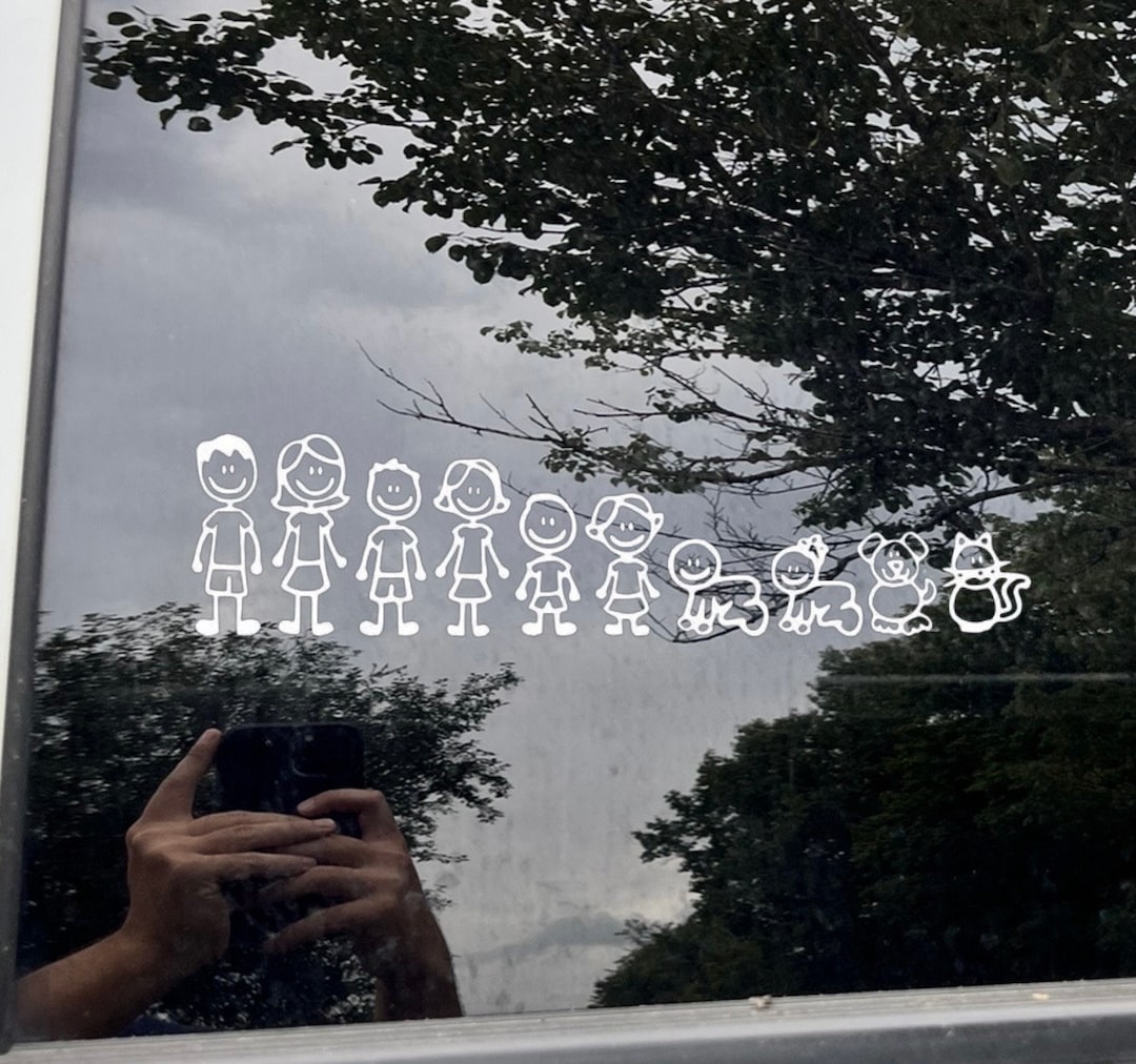 Stick Figure Family Vinyl Car Decals Parents Kids Pets - Etsy