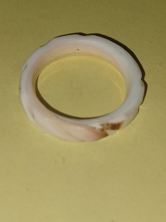 White Bakelite Ring - Gem