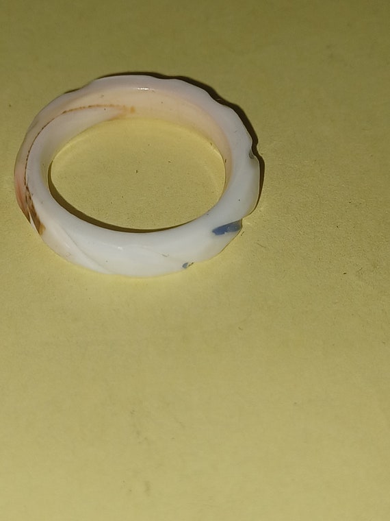 White Bakelite Ring - Gem