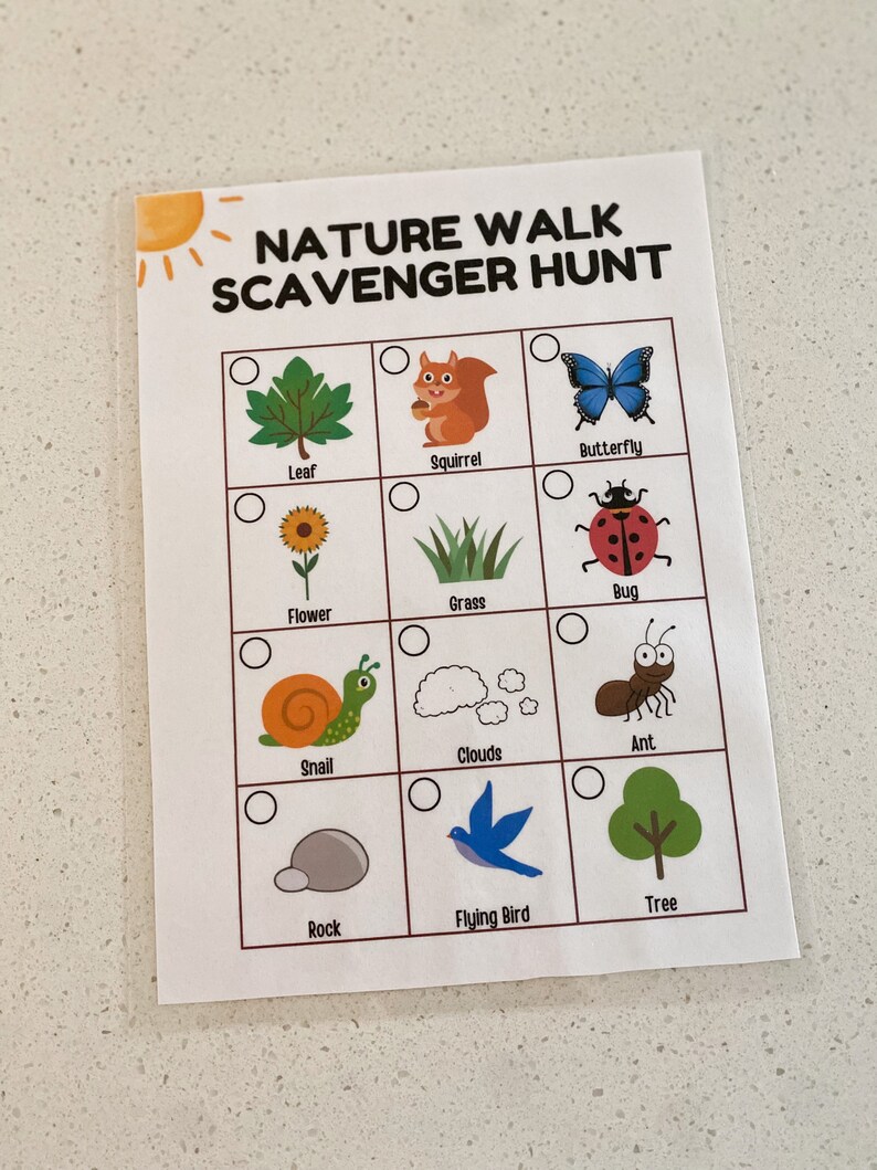 Nature Walk Scavenger Hunt Cute Printbale for Kids, Outdoor Family ...