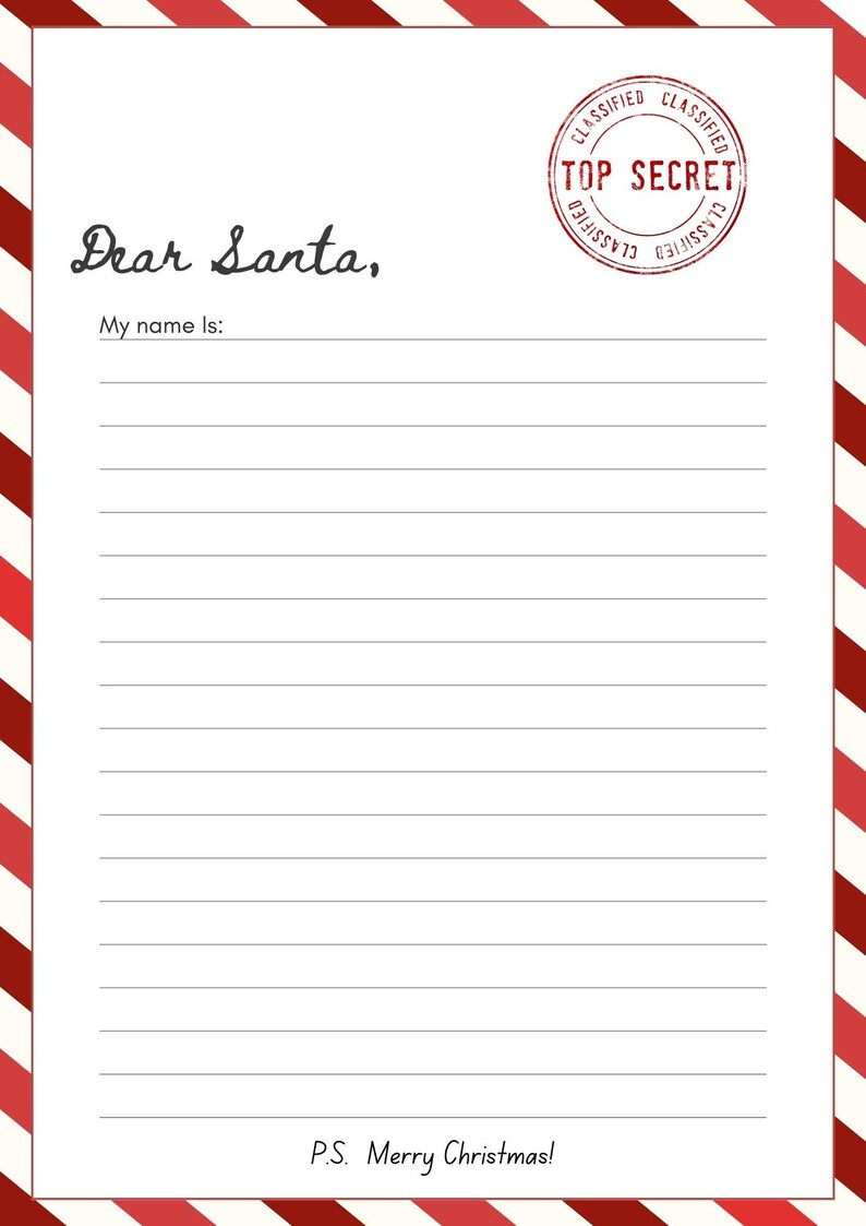 Letter to Santa Printable / Kids Santa Letter / Dear Santa Letter ...