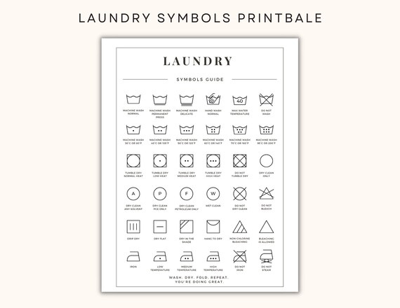 Cute Laundry Symbol Printable Simple Home Print Minimalist - Etsy