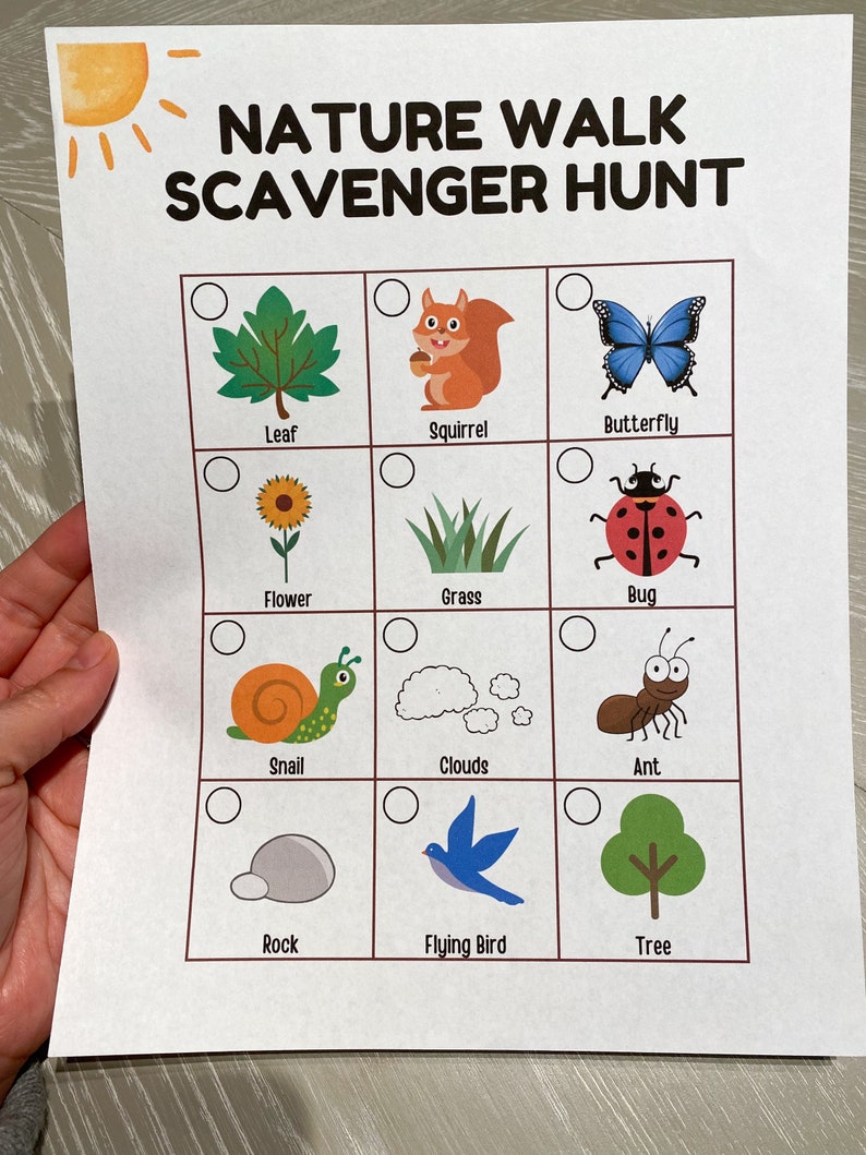 Nature Walk Scavenger Hunt Cute Printbale for Kids, Outdoor Family ...