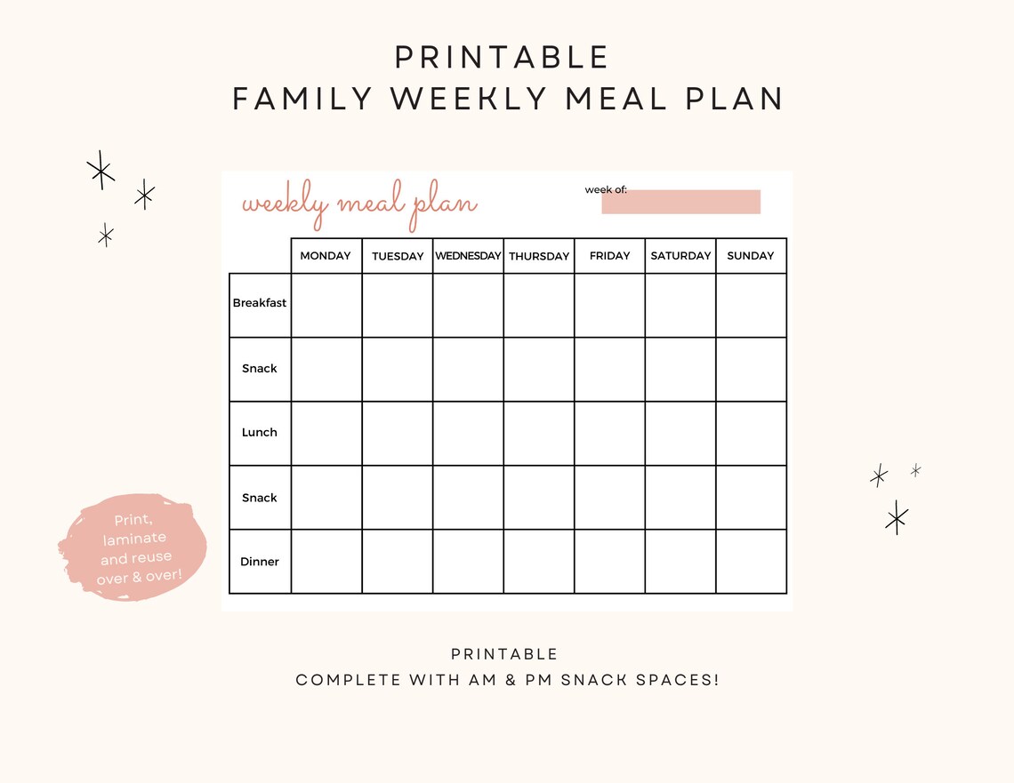 Family Weekly Meal Planner, Home Management Printable, Mom Life, Food ...