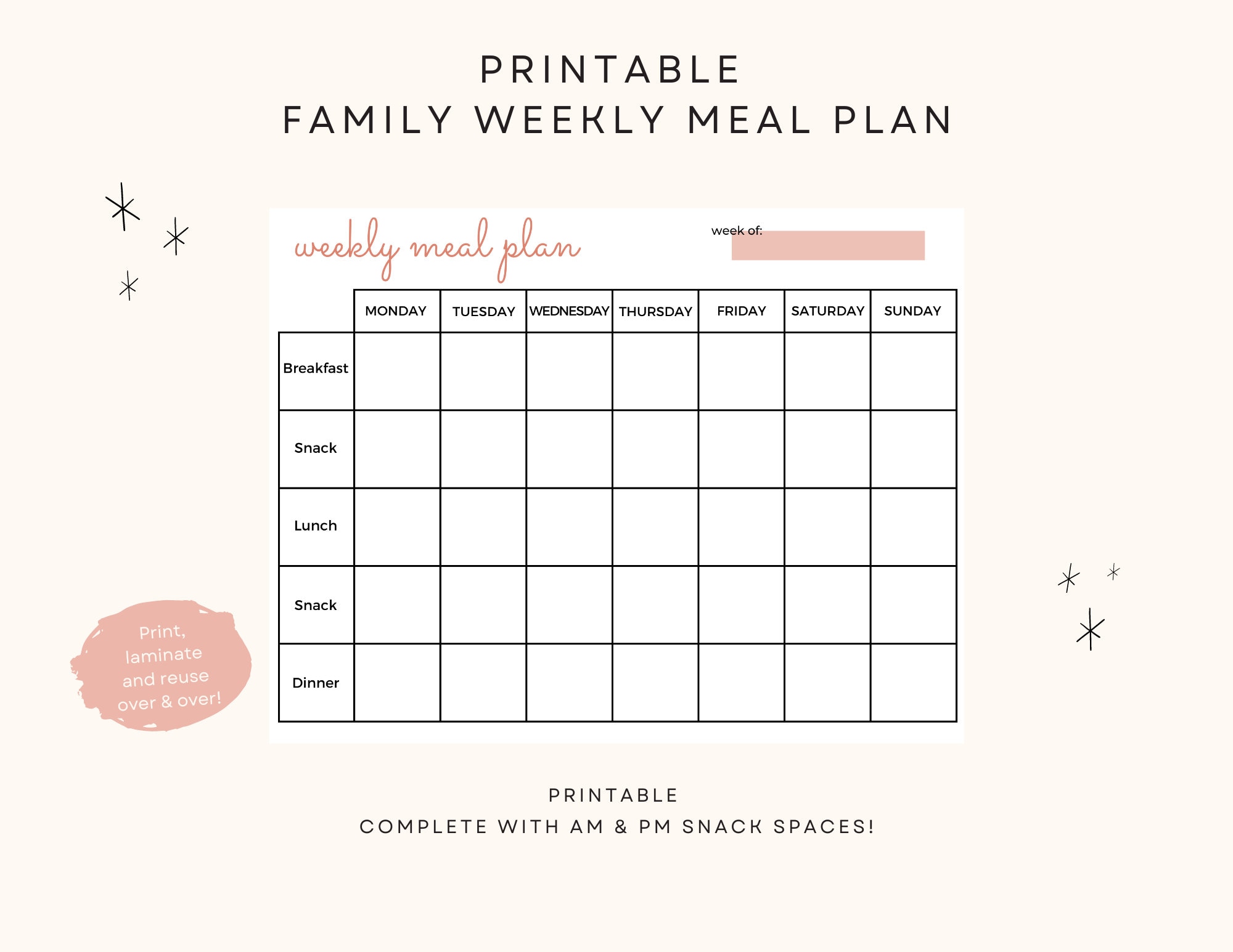 Family Weekly Meal Planner, Home Management Printable, Mom Life, Food ...