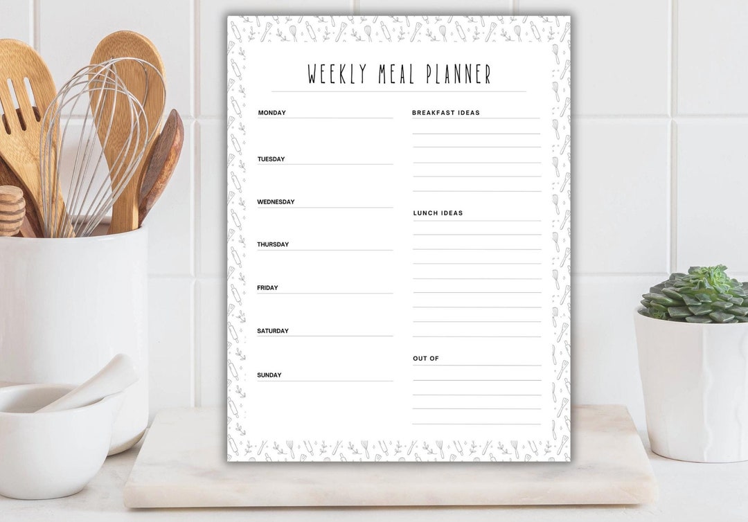 Minimal Family Weekly Meal Planner in TWO Sizes, Home Management ...