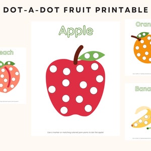 Dot-a-dot Fruit Activity Sheets, Preschool Toddler Printable ...