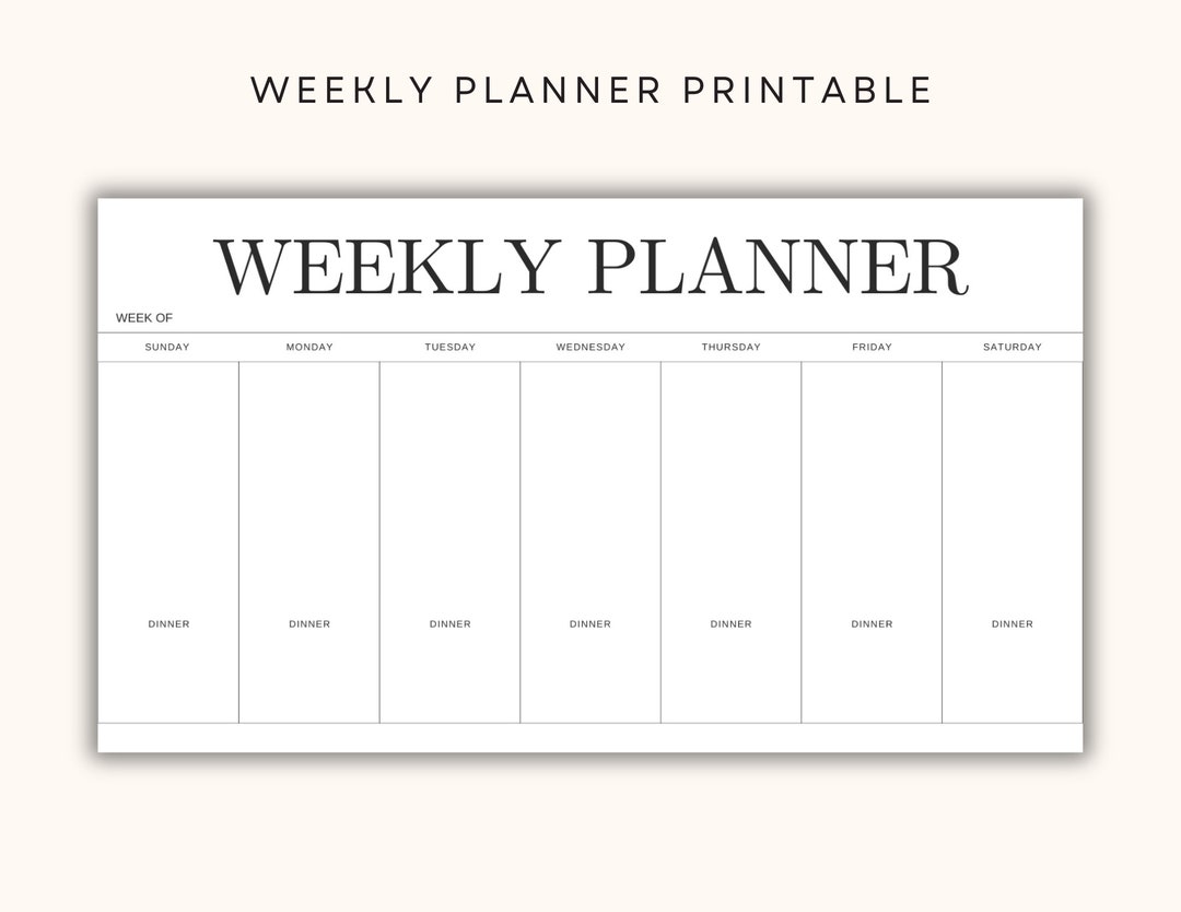 Cute Weekly Planner Printable, Simple Home Print, Minimalist Room Decor ...