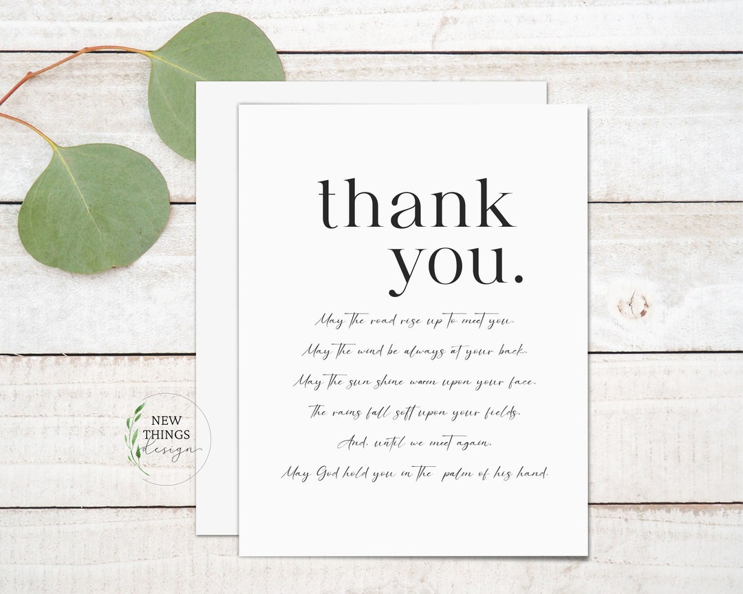 Irish Blessing Thank You Card | Minimalist Thank You Card | Irish ...