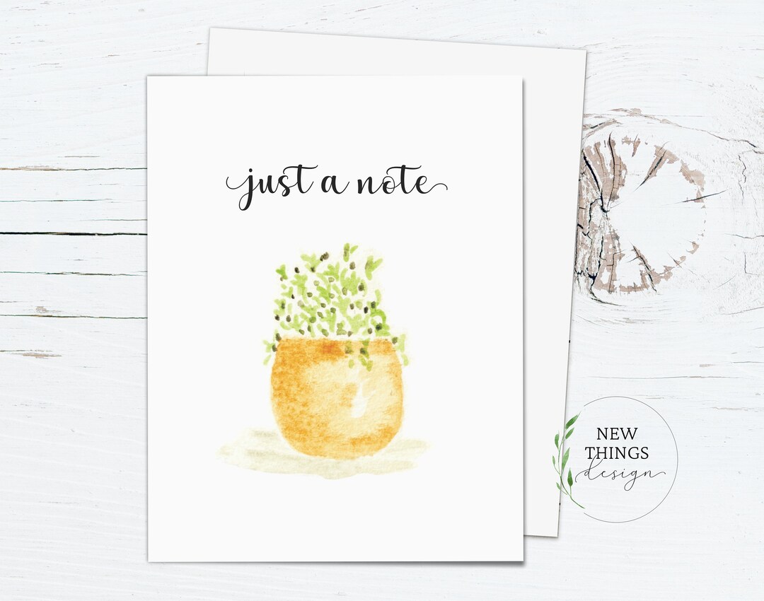 Just a Note Watercolor Card | Watercolor Succulent Card | Note Card ...