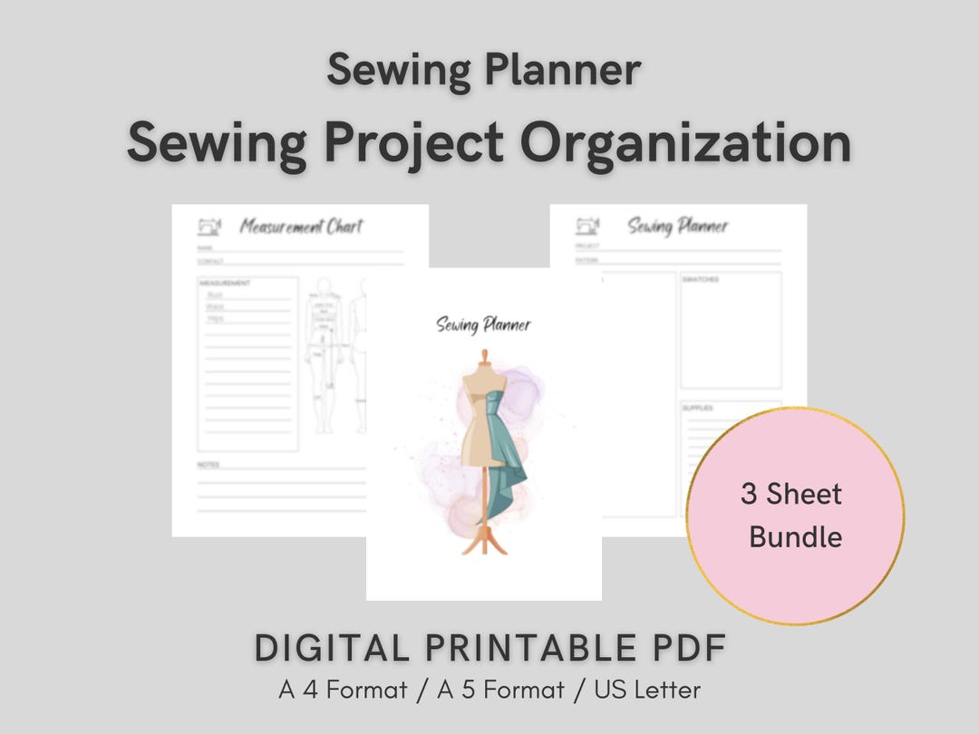 Sewing Planner for Sewing Order Organization / Measurement Chart ...