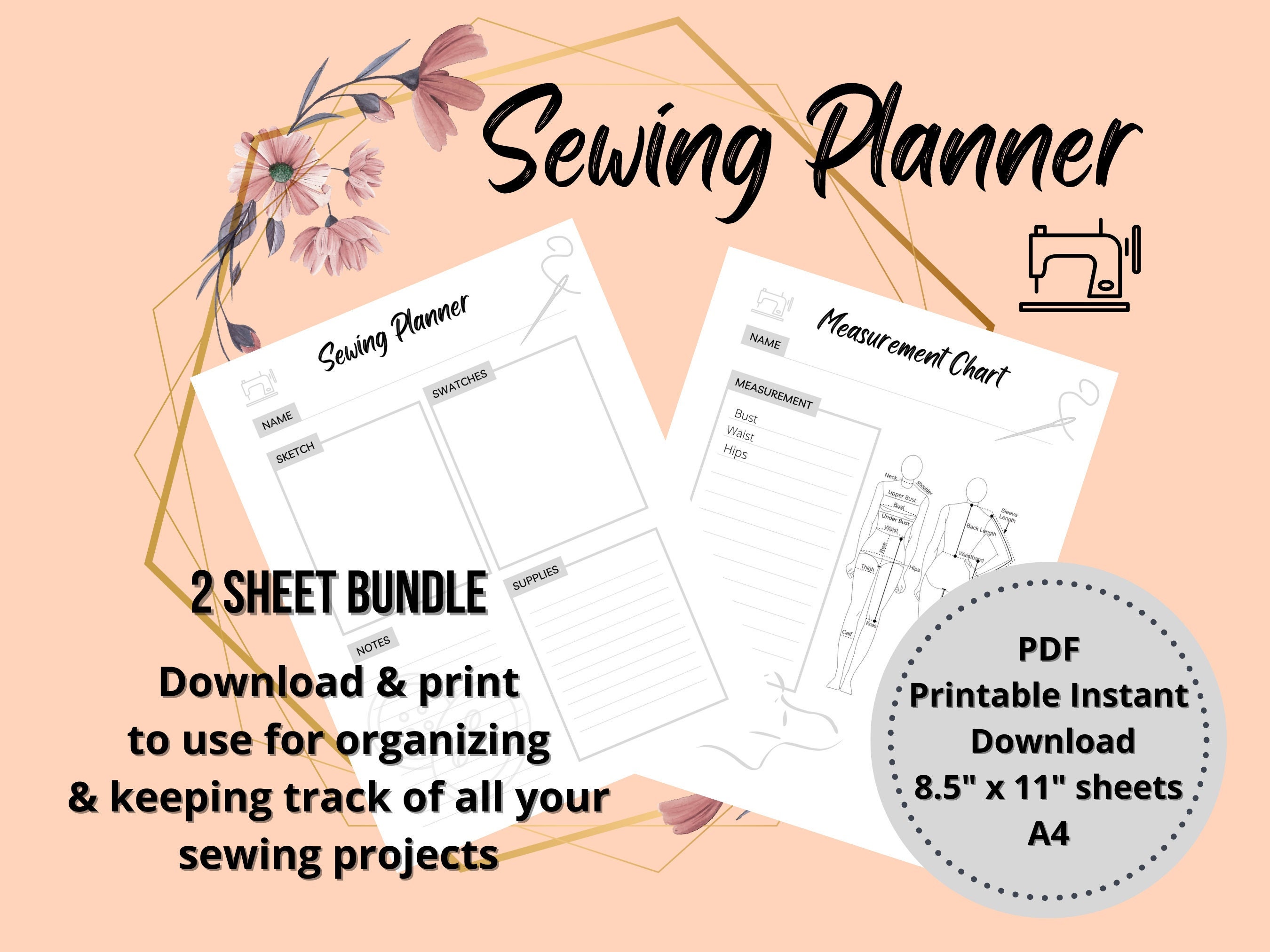 Sewing Planner Printable for Your Sewing Projects Digital - Etsy Australia