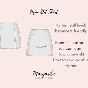 Mini Slit Skirt Reworked Digital PDF Sewing Pattern/ XS-4XL/2-16 US ...