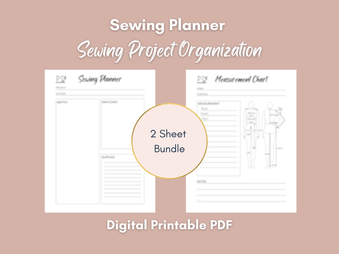 Sewing Planner for Sewing Order Organization / Measurement Chart ...