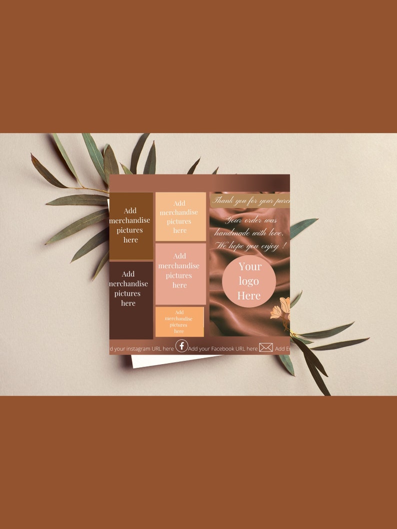 Beautiful Brown Thank You Business Card Template - Etsy