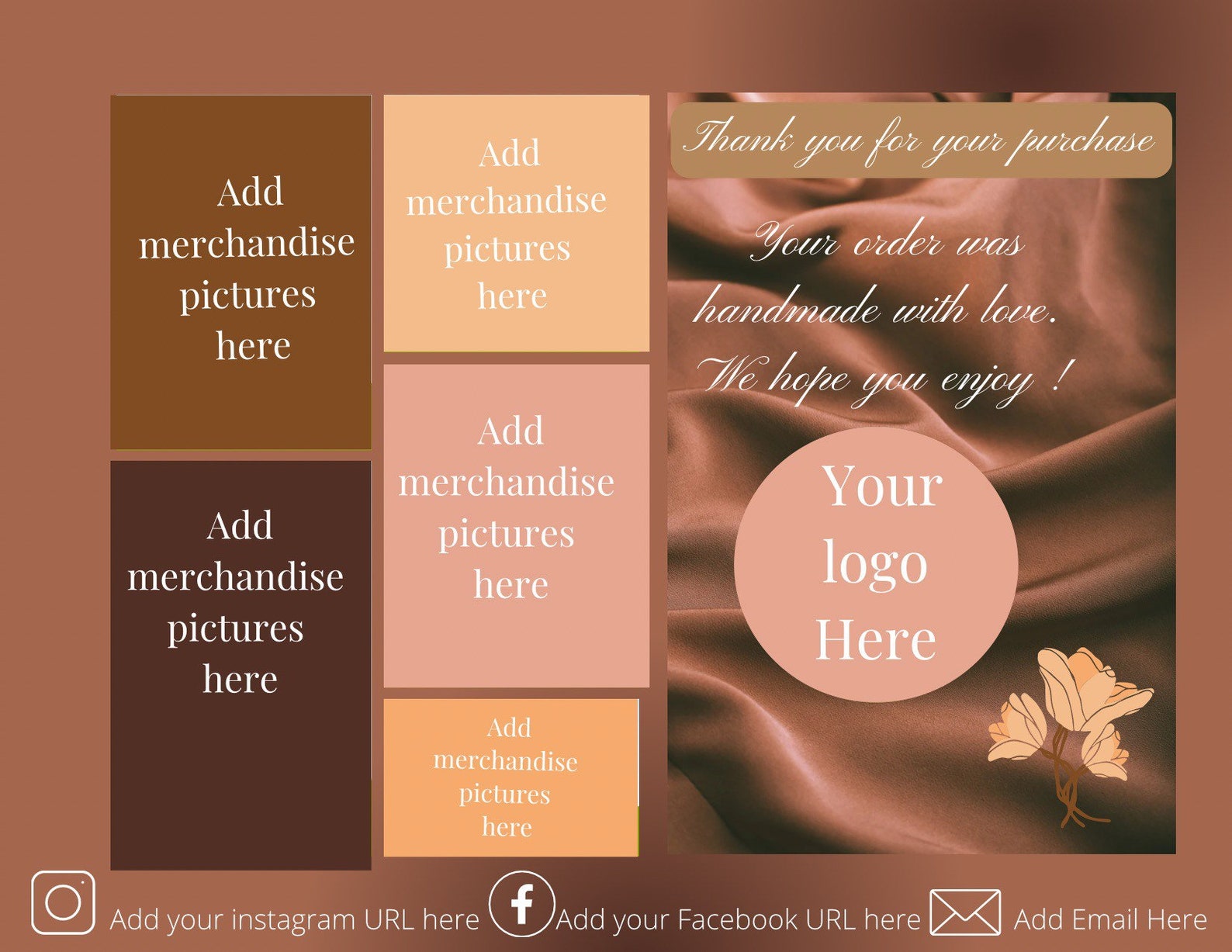 Beautiful Brown Thank You Business Card Template - Etsy
