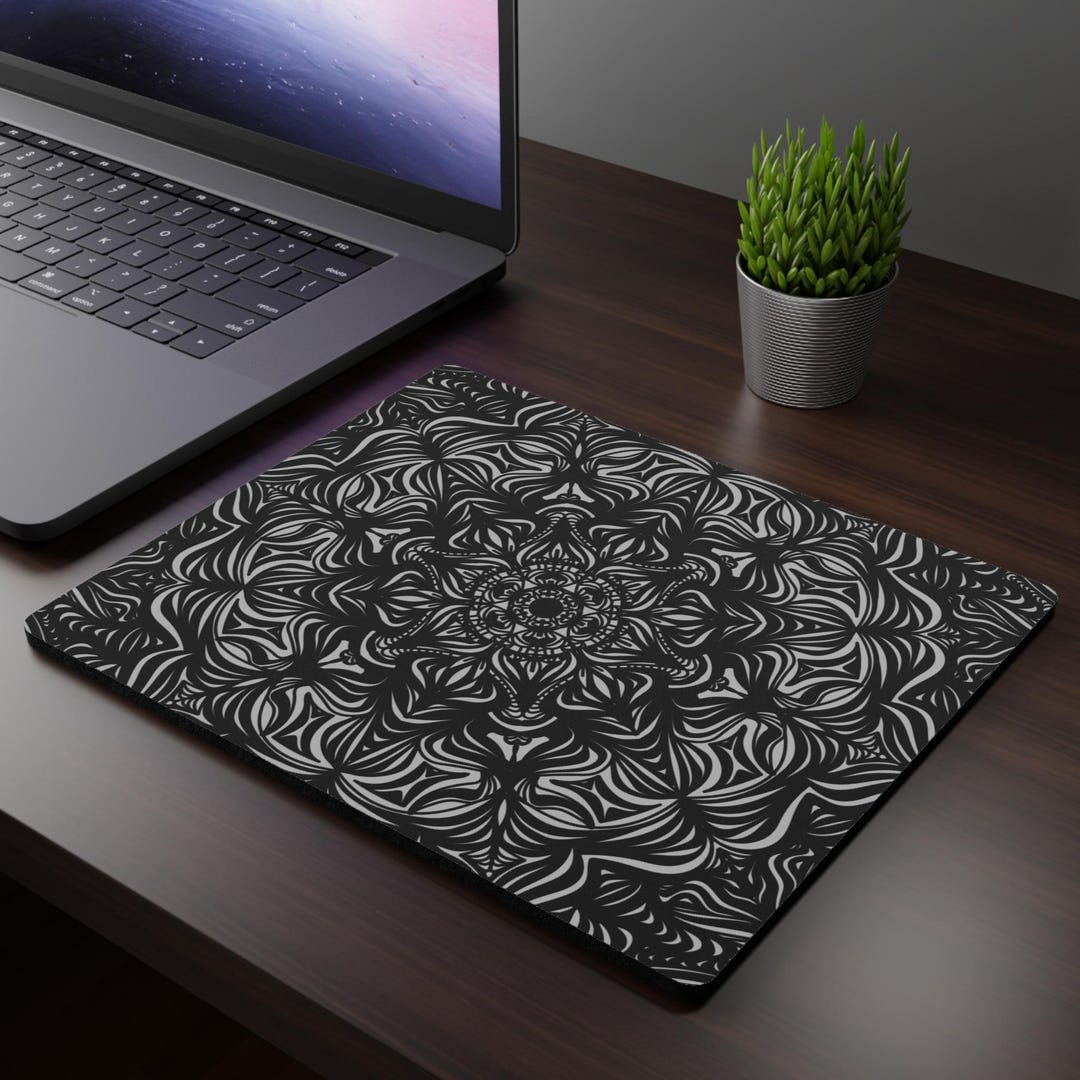 Dark Floral Mandala Mouse Pad - Etsy